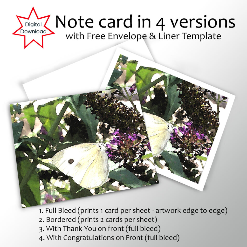 White Butterfly Printable Greeting Card – Alicia Heyman Studio